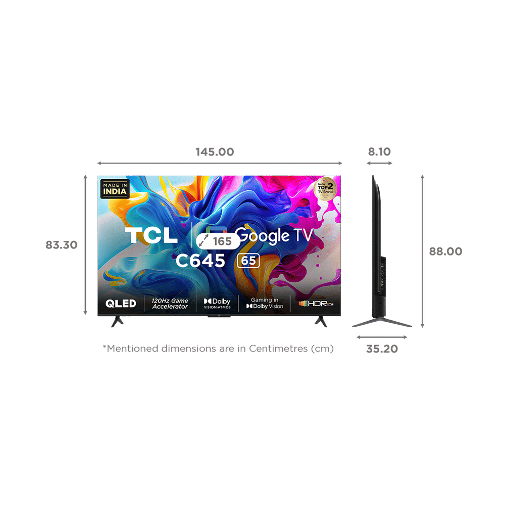 Buy TCL 65C645 165 cm (65 inch) QLED 4K Ultra HD Google TV with Dolby ...
